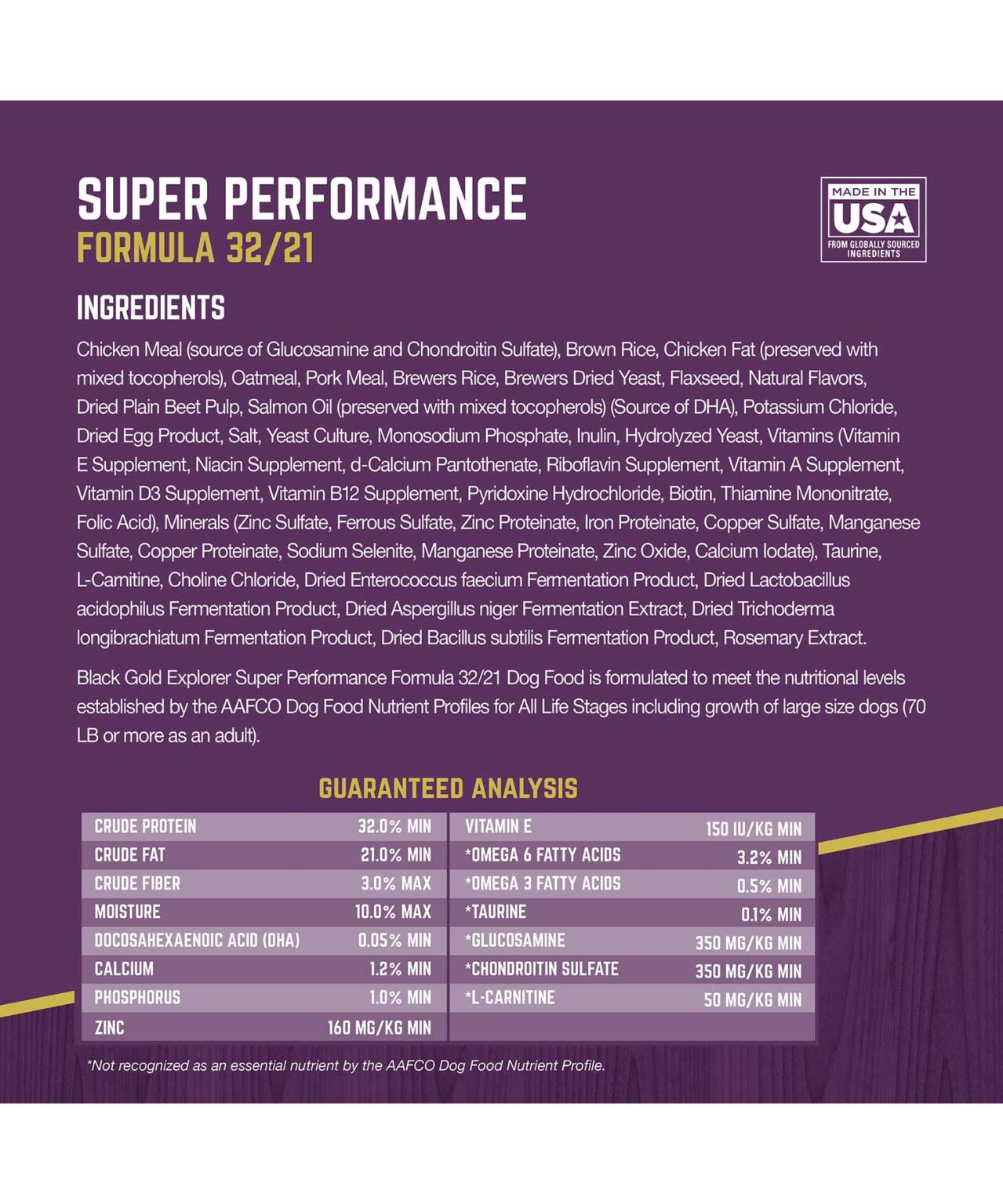 Black Gold Premium Pet Food Super Performance Formula 32/21